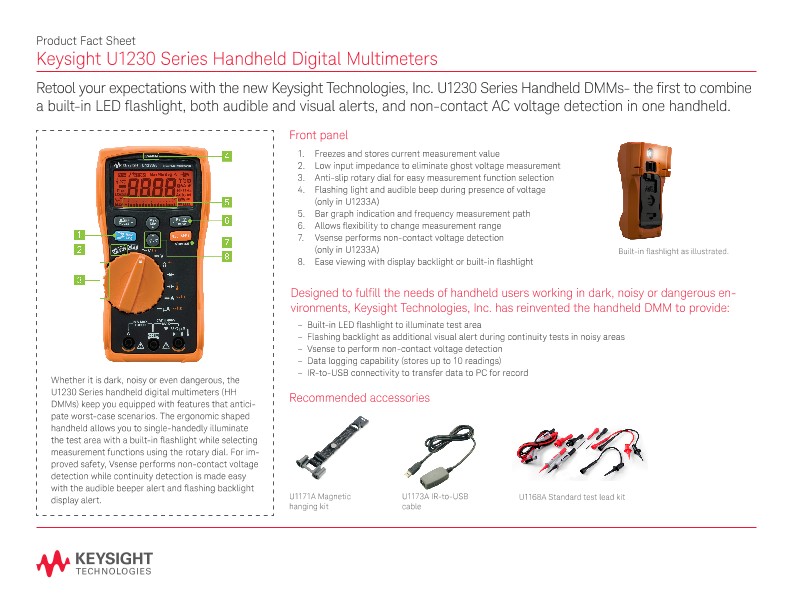 U1230 Series Handheld Digital Multimeters PDF Asset Page | Keysight